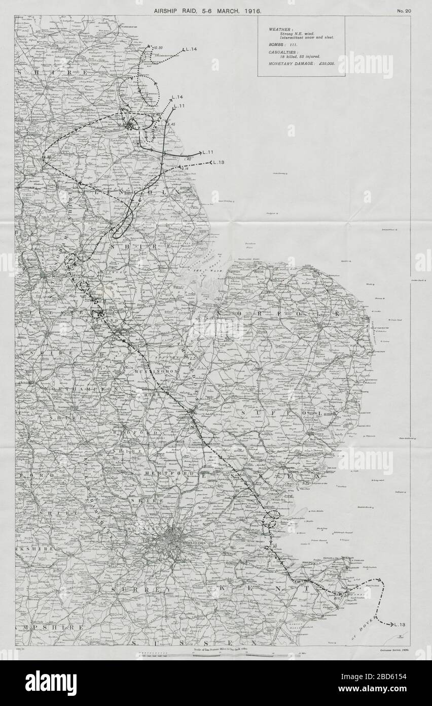 First World War German Airship raid 5-6 March 1916 Sheerness Hull ...