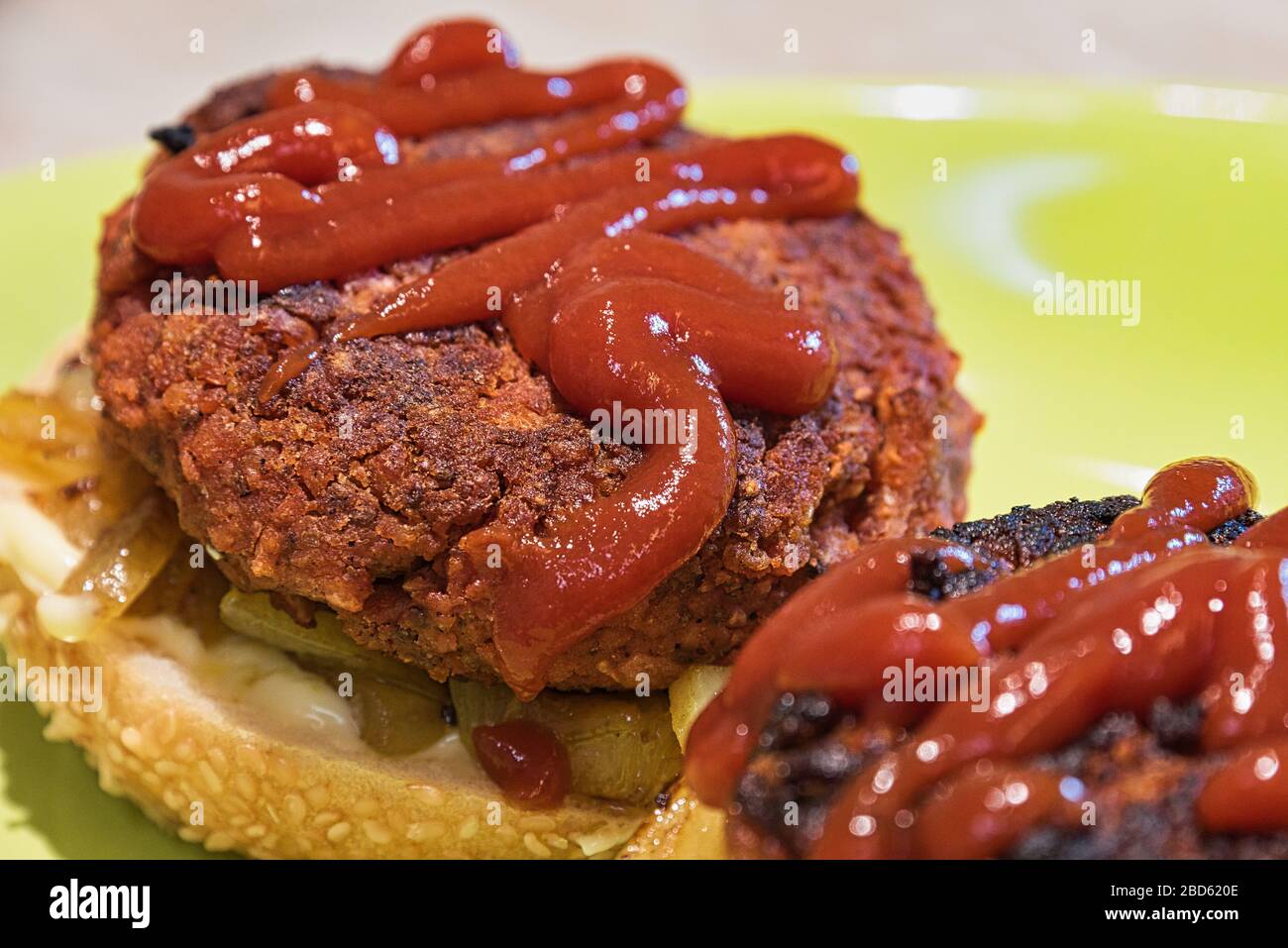 Homemade Vegan and gluten free hamburger, close-up burger image Stock ...