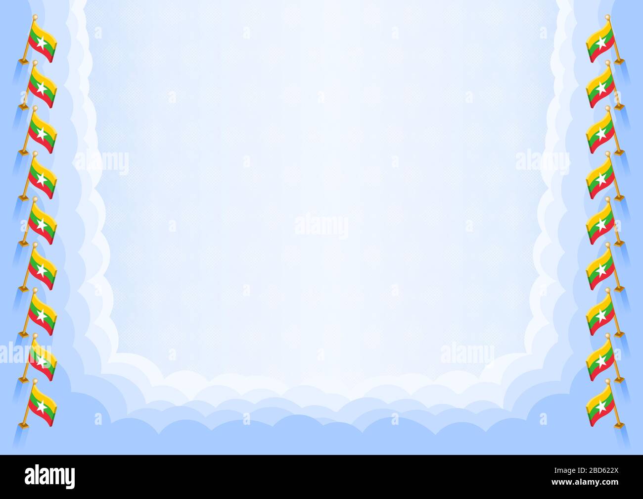 Horizontal frame and border with Myanmar flag, template elements for ...