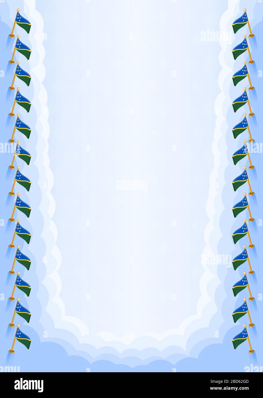 Vertical frame and border with Solomon Islands flag, template elements ...