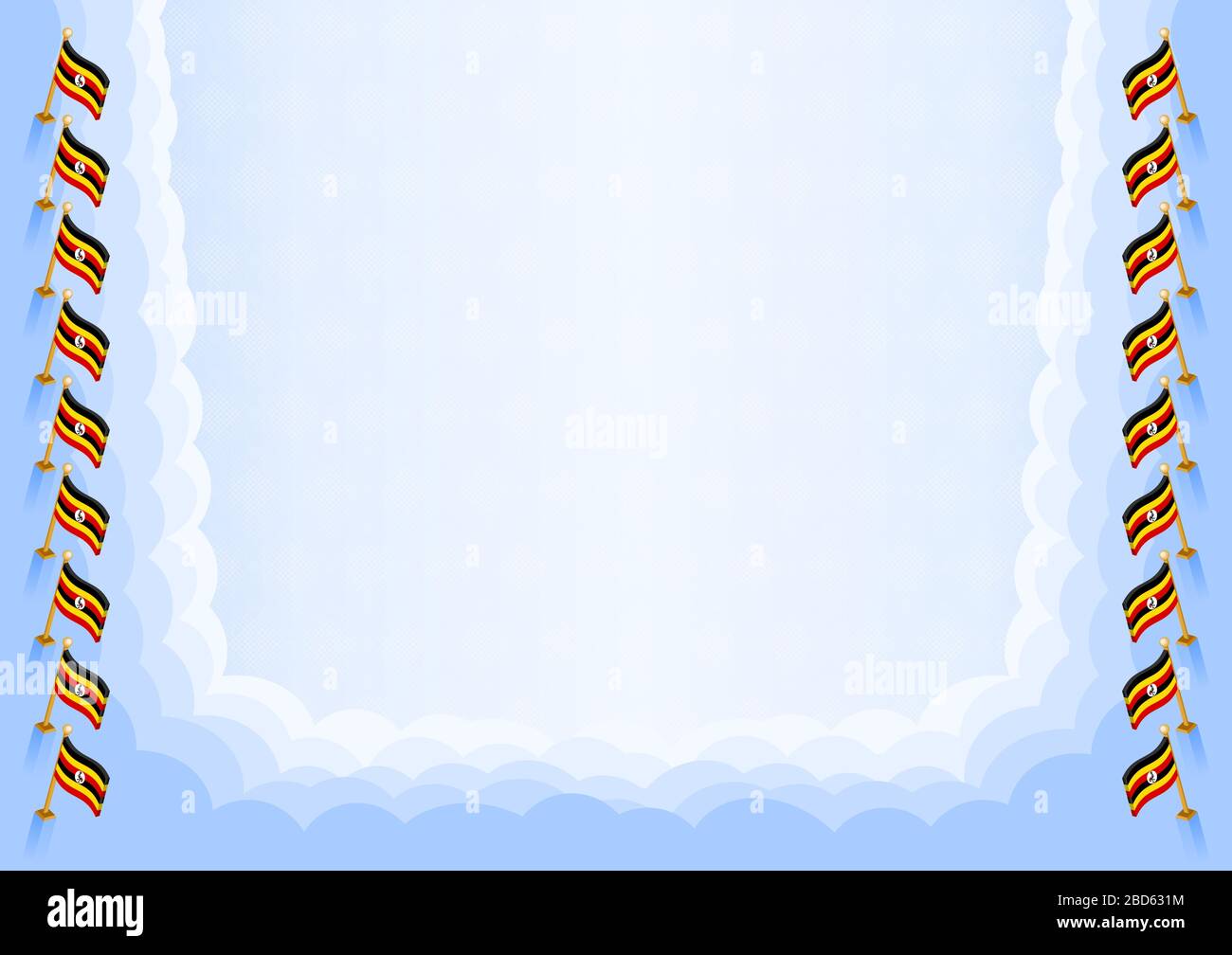Horizontal frame and border with Uganda flag, template elements for ...