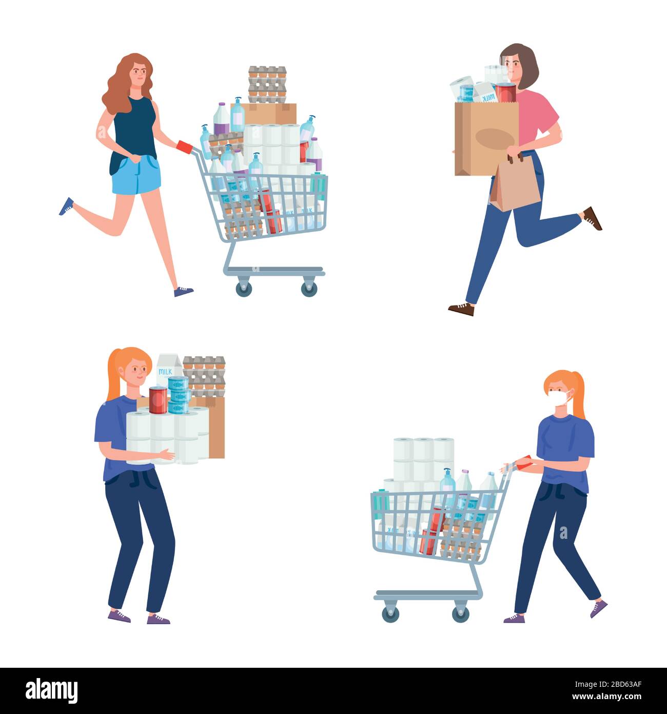 Young women in supermarket Stock Vector Images - Alamy