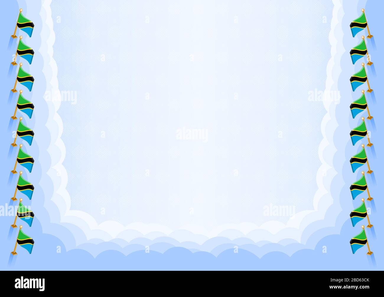 Horizontal frame and border with Tanzania flag, template elements for ...