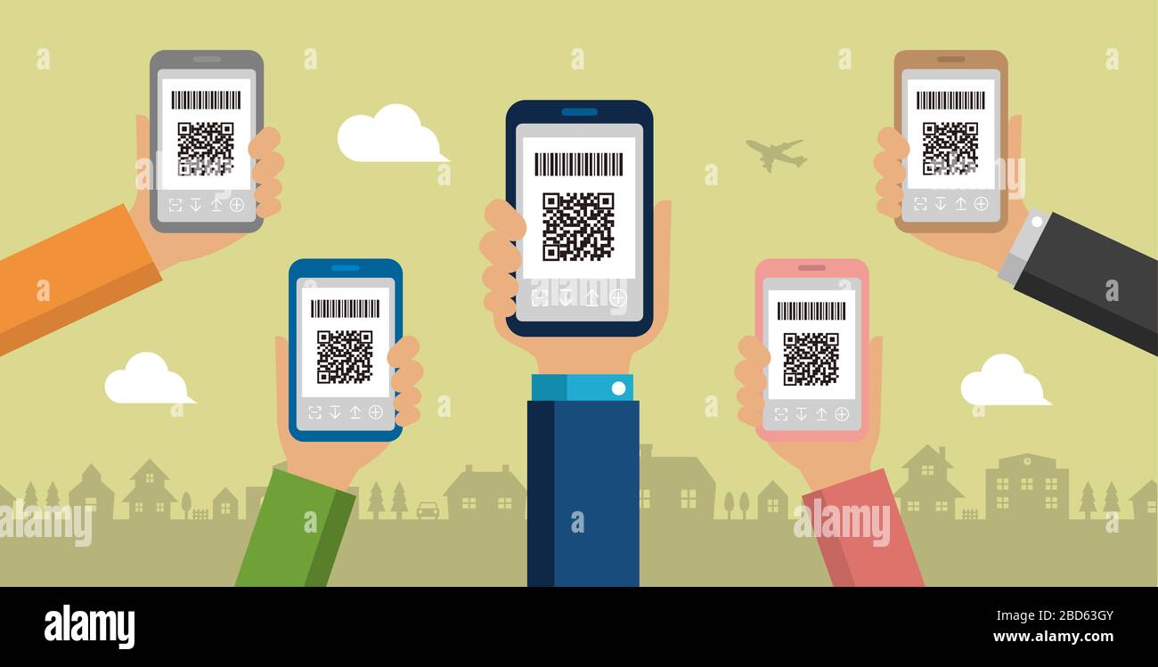 QR code payment, smartphone payment vector banner illustration Stock ...