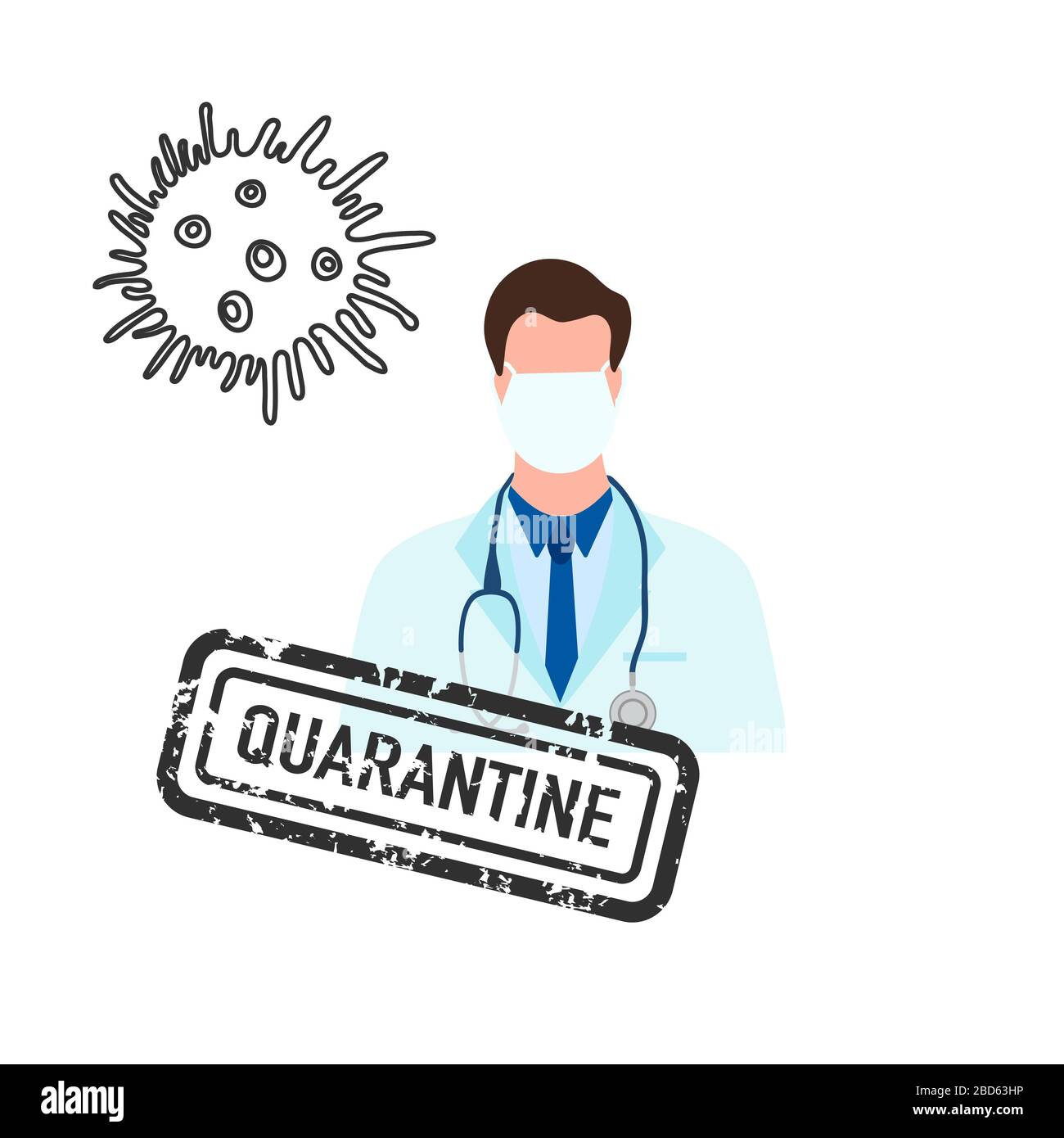 Vector illustration Coronavirus medics Quarantine Doctor wearing ...