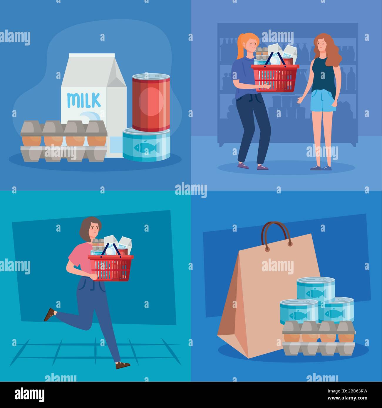 Young women in supermarket Stock Vector Images - Alamy