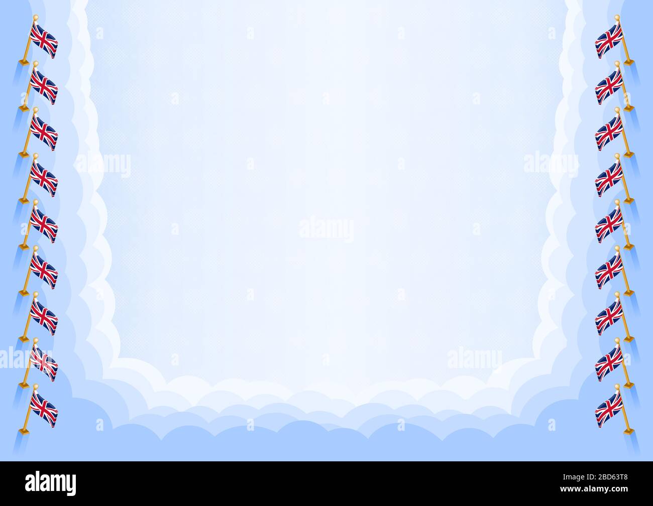 Horizontal frame and border with United Kingdom flag, template elements ...