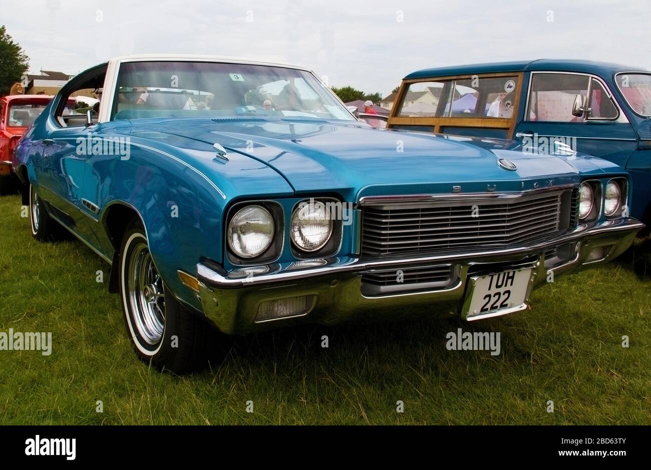 Blue Buick automobile on display at a calssic car show in Wales, UK ...
