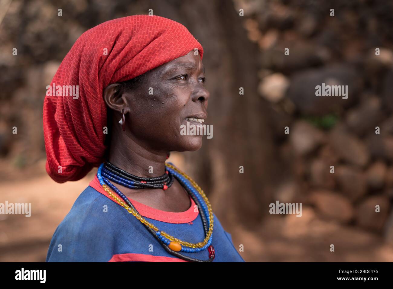 Woman wears traditional clothing to market, member of the Konso ethnic ...
