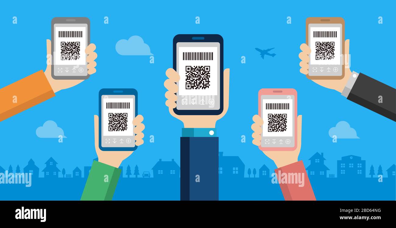 QR code payment, smartphone payment vector banner illustration Stock ...