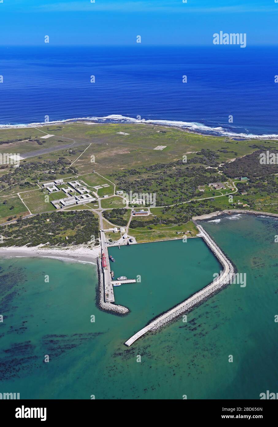 Aerial photo of Robben Island Harbour Stock Photo - Alamy