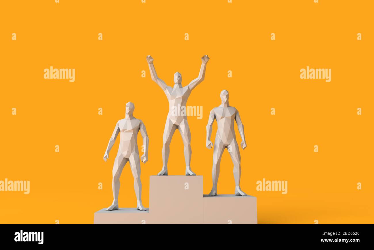 People celebrating success on a winners podium. 3D Rendering Stock ...