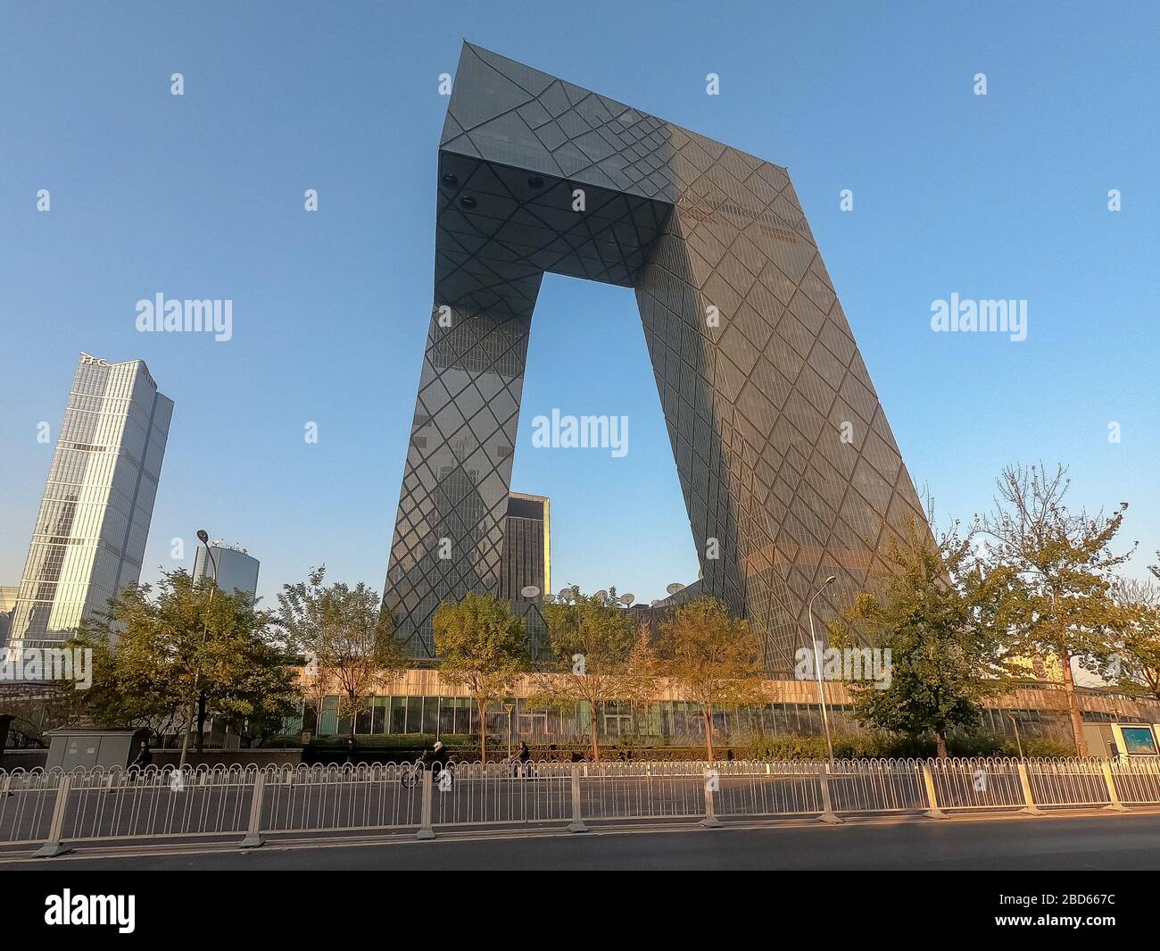 The CCTV Tower of Beijing, China. CCTV Headquarters during blue day in ...