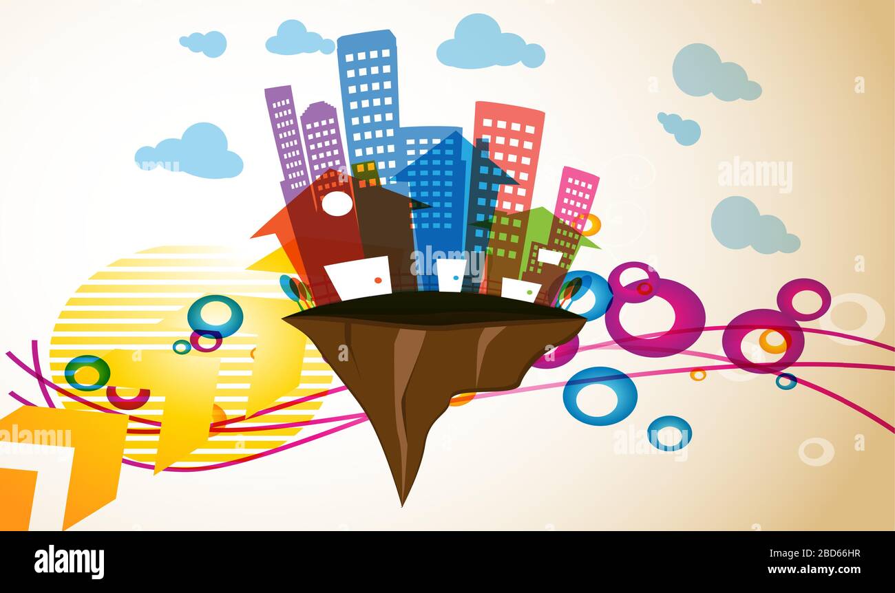 Beautiful view city on sunny Stock Vector Images - Alamy