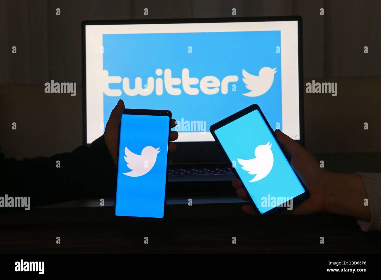 6 April 2020. Istanbul / Turkey. Person holding a mobile phone with ...