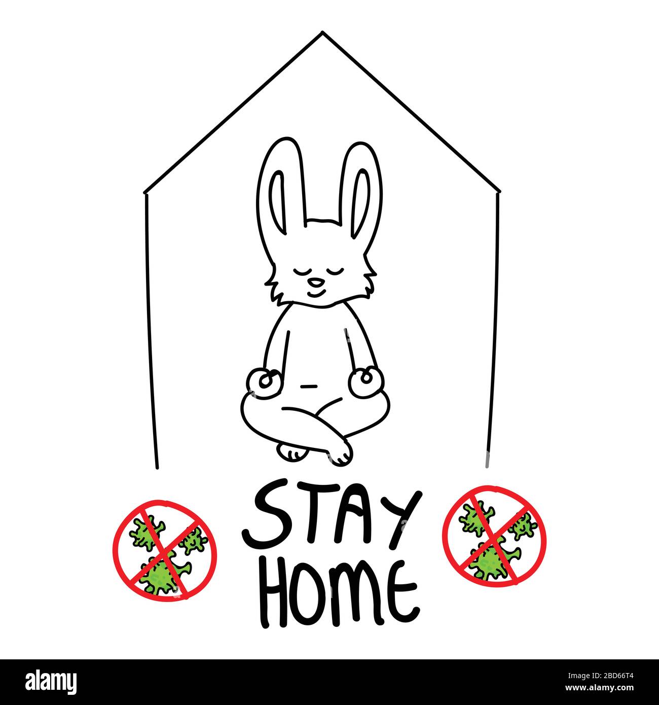 Corona virus covid 19 stay home cute bunny in self quarantine activity ...