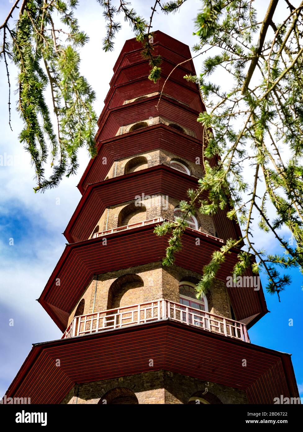 Great Pagoda Kew Gardens low angle view Stock Photo - Alamy
