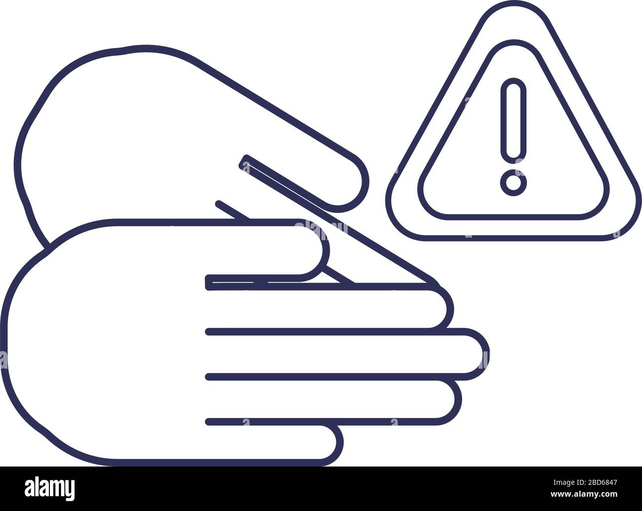 prohibited sign with hand and viruses, line style icon vector ...