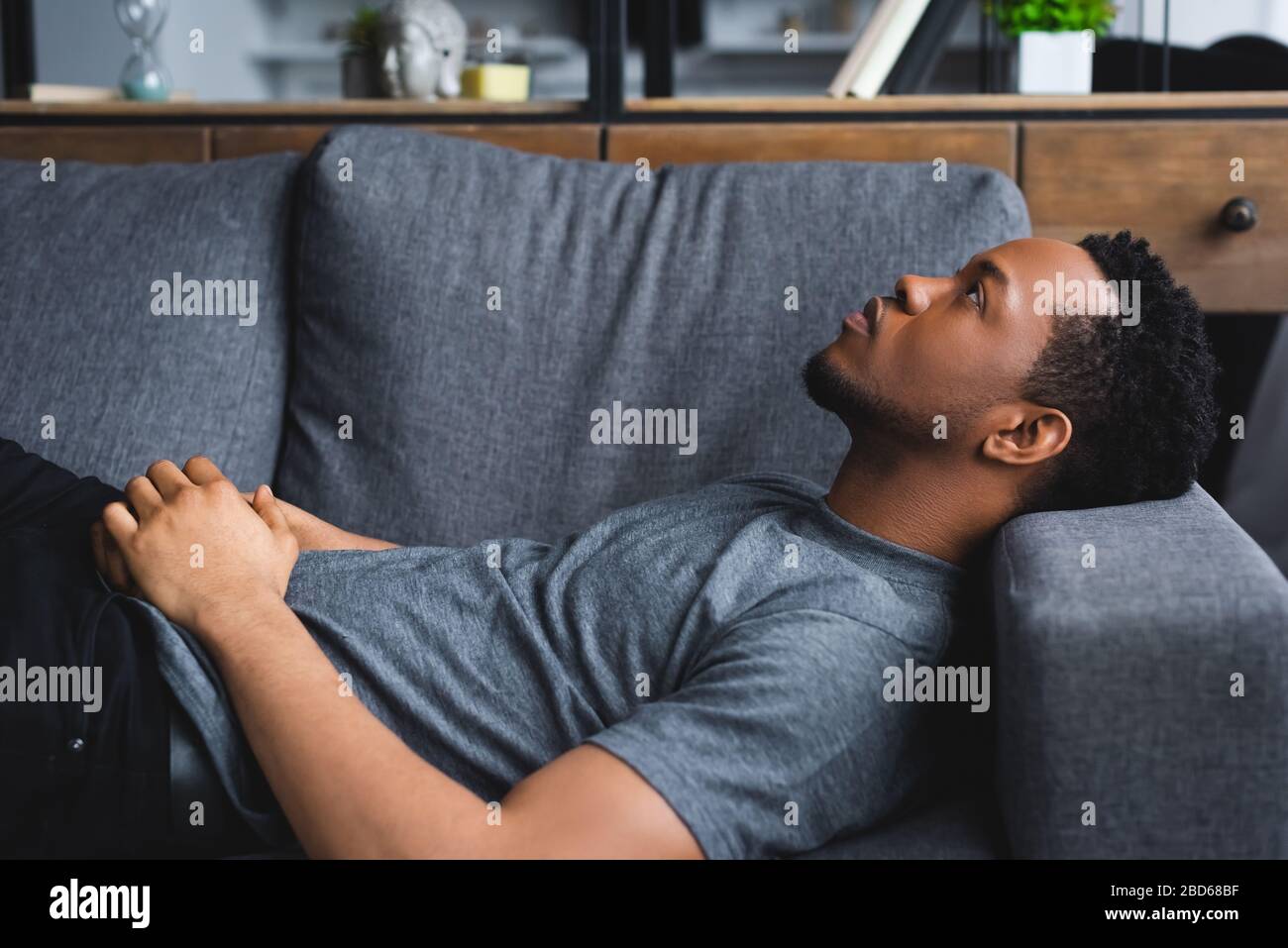 Lonely african american man hi-res stock photography and images - Alamy