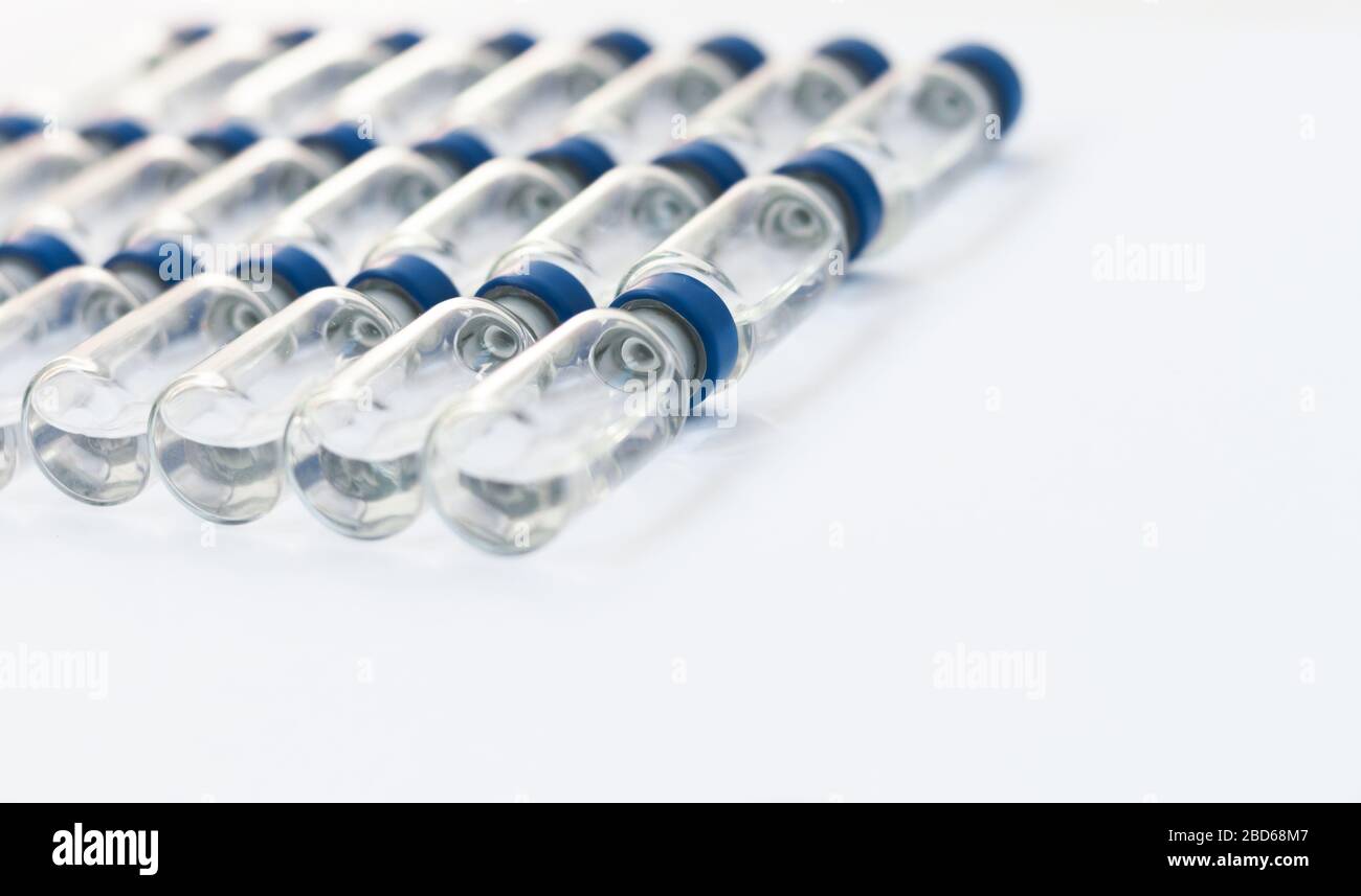 injection ampoules for vaccination on a white background, healthcare ...