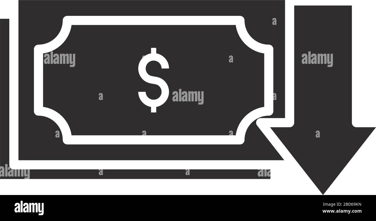 banknote money down arrow trade crisis economy, oil price crash vector ...
