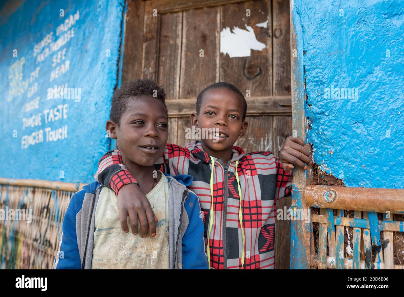 Two best friends outside their classroom, members of the Dorze ethnic ...