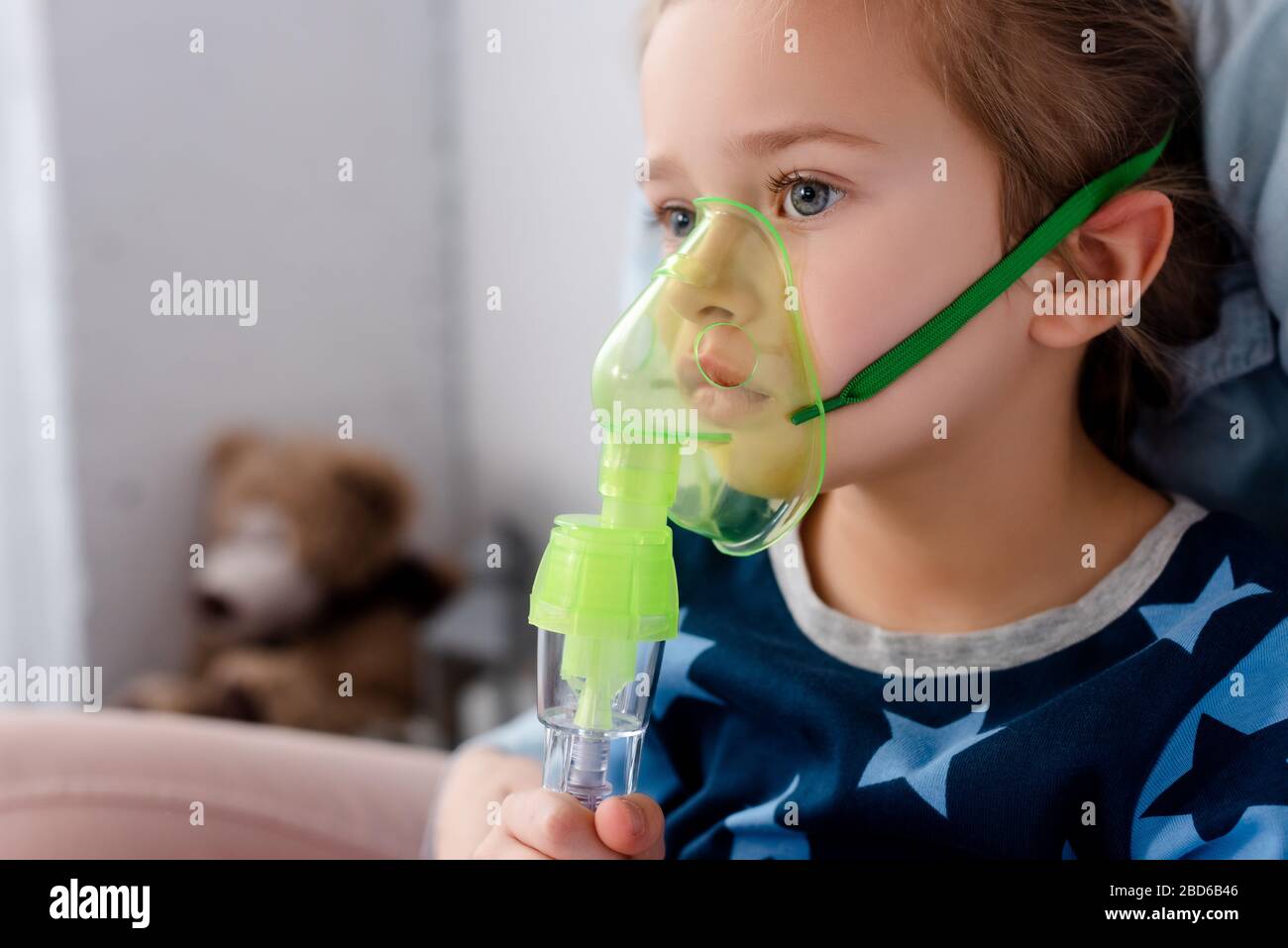sick kid using respiratory mask at home Stock Photo - Alamy