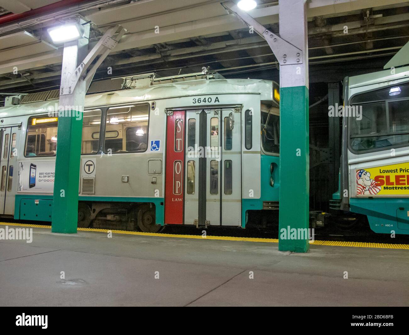 Greenline MBTA trolley in Park Street Boston Massachusetts USA Stock ...