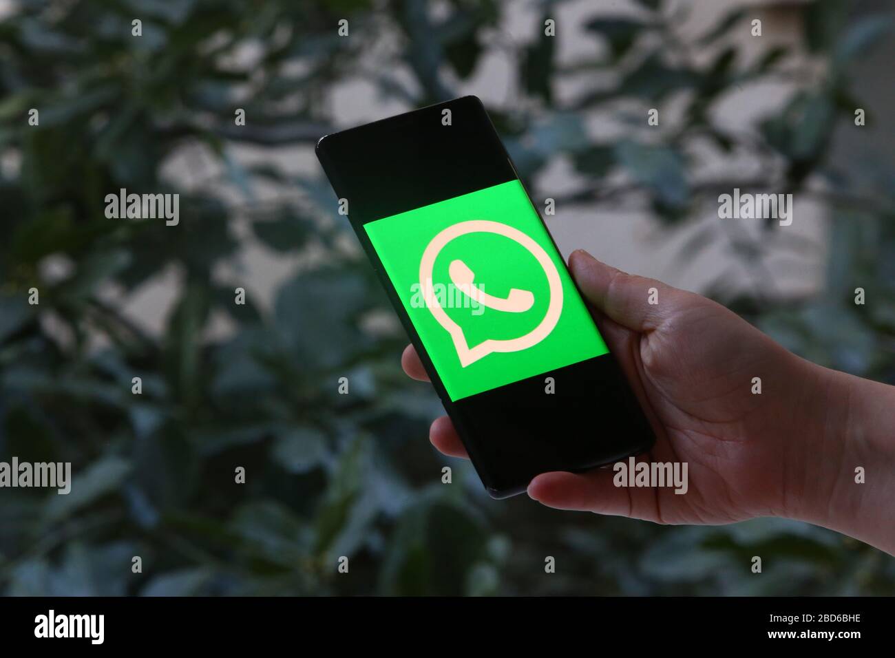 7 April 2020. Istanbul / Turkey. whatsapp app logo image on smartphone ...