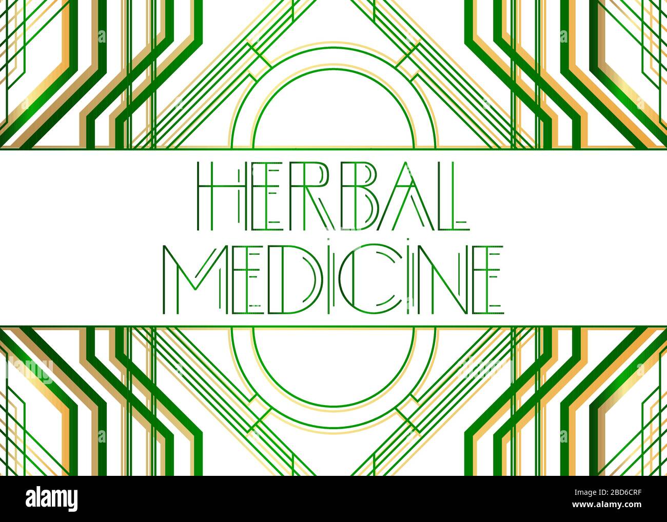 Art Deco Herbal Medicine text. Decorative greeting card, sign with ...