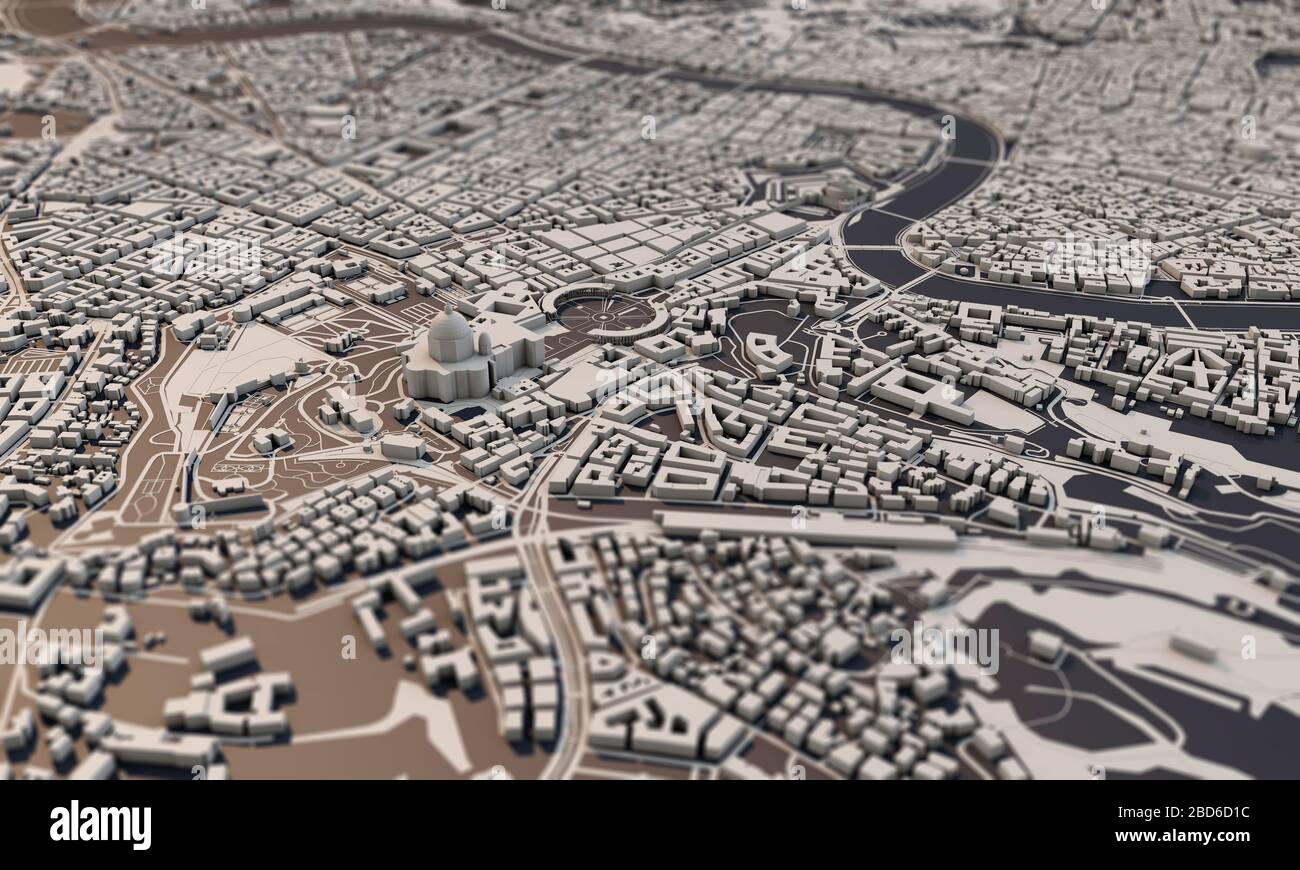 Rome, Italy city map 3D Rendering. Aerial satellite view Stock Photo ...