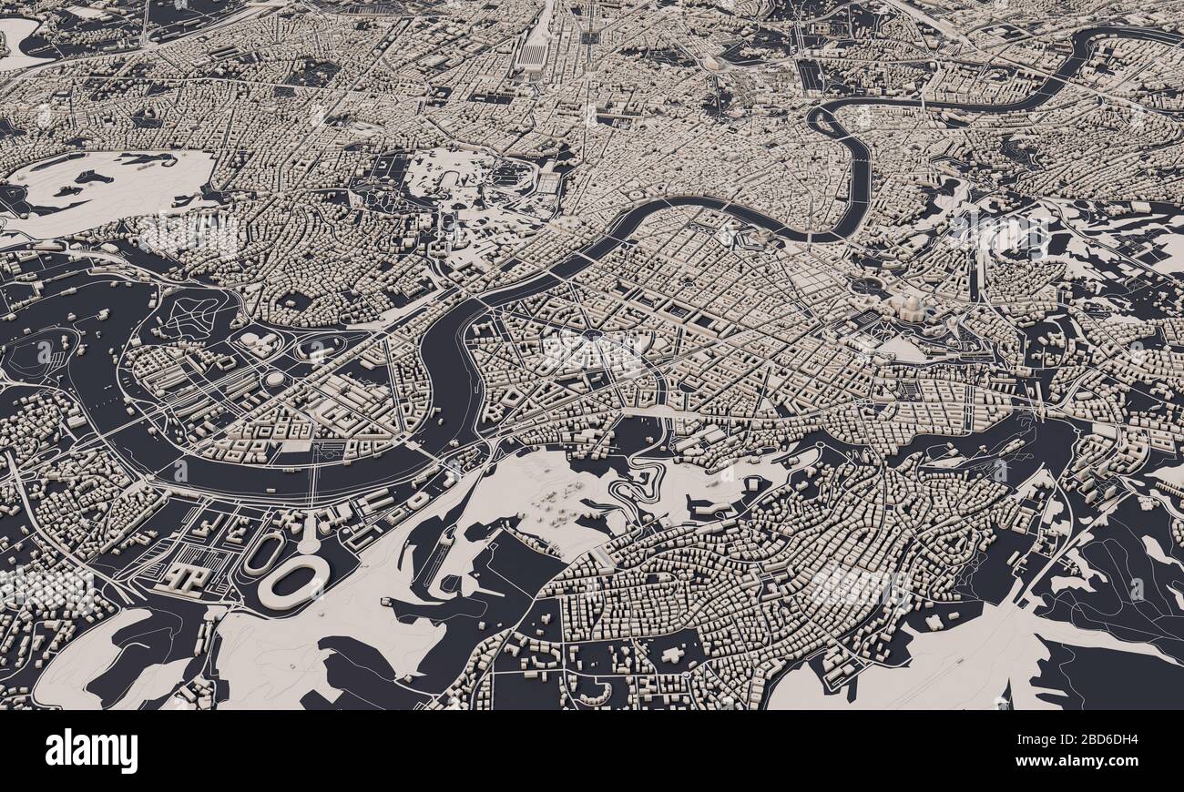 3d rome map satellite view hi-res stock photography and images - Alamy