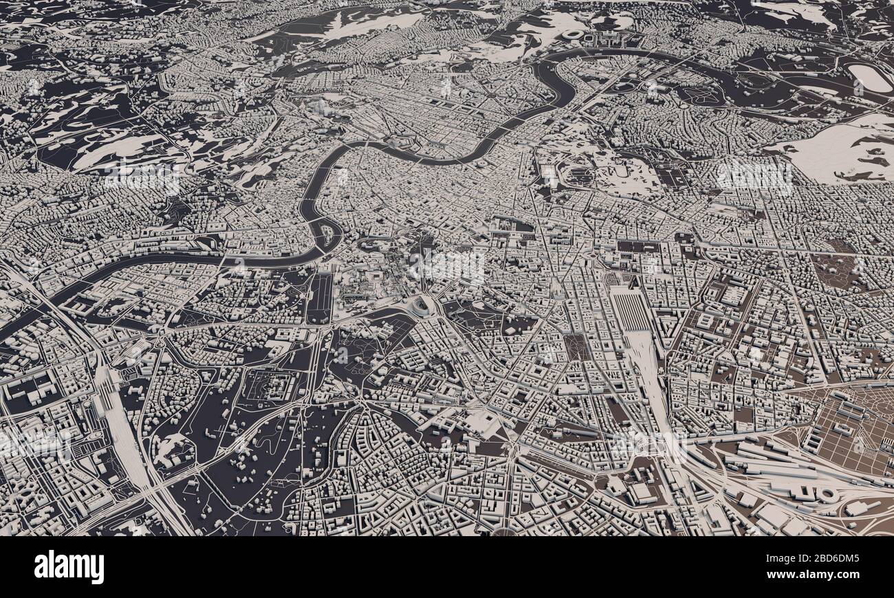 Rome, Italy city map 3D Rendering. Aerial satellite view Stock Photo ...