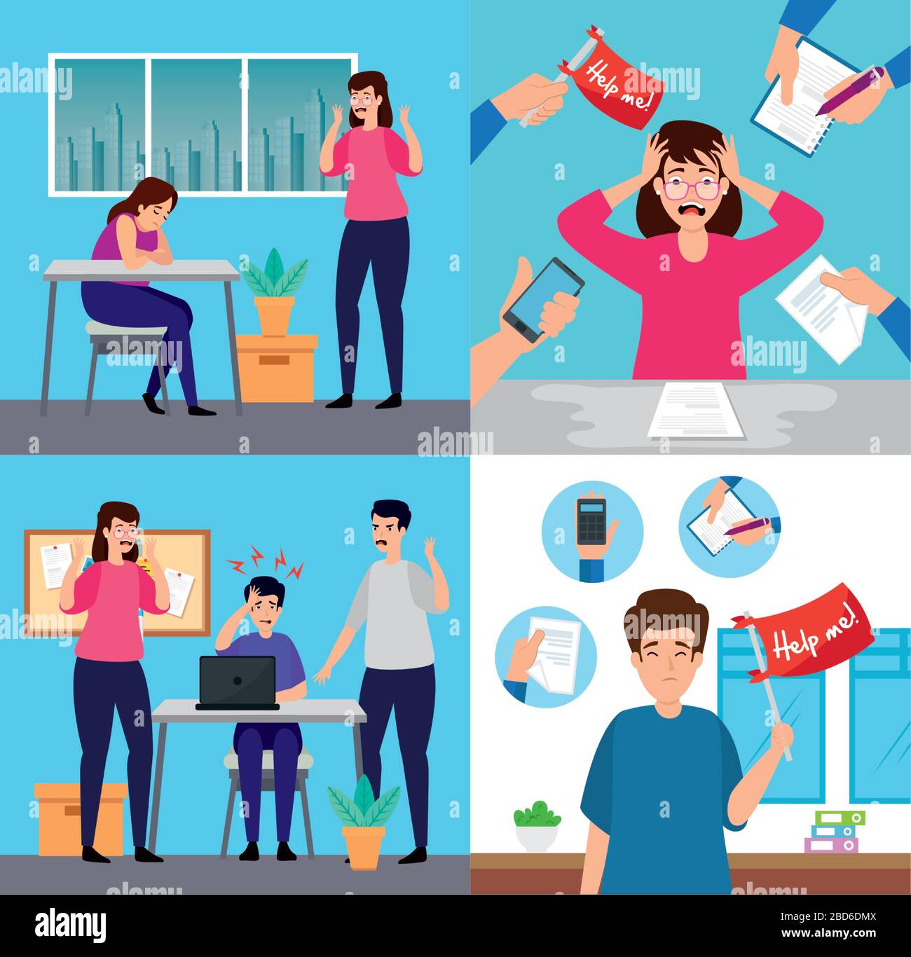 set scenes of people with with stress attack Stock Vector Image & Art ...