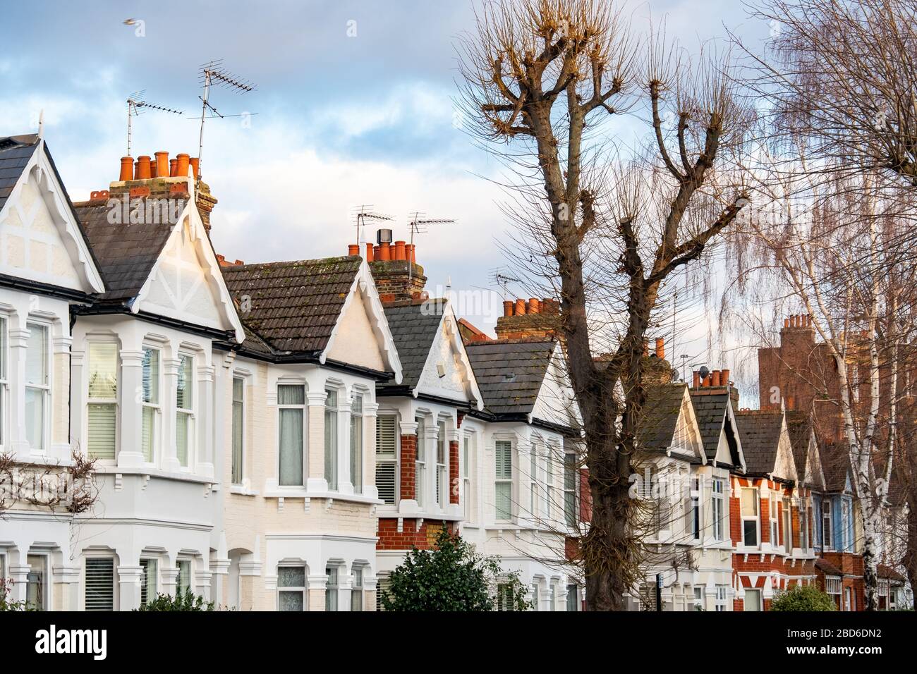 Street of typical terraced houses - London UK Stock Photo - Alamy