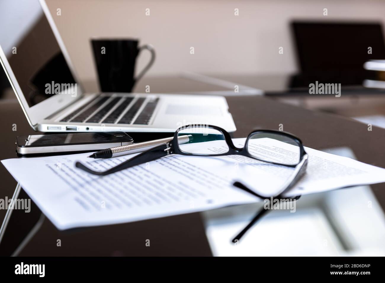 Desk office with notebook Stock Photo - Alamy
