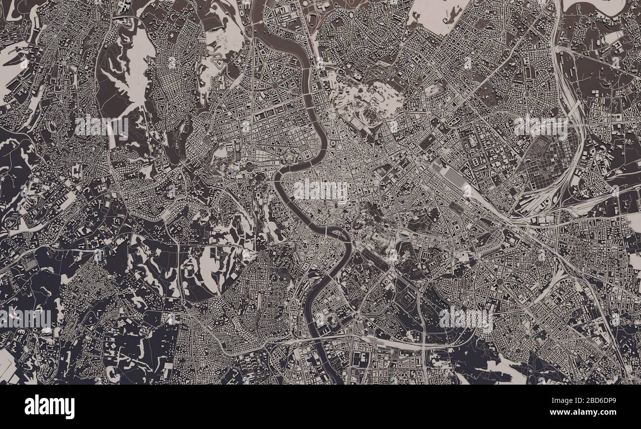Rome, Italy city map 3D Rendering. Aerial satellite view Stock Photo ...