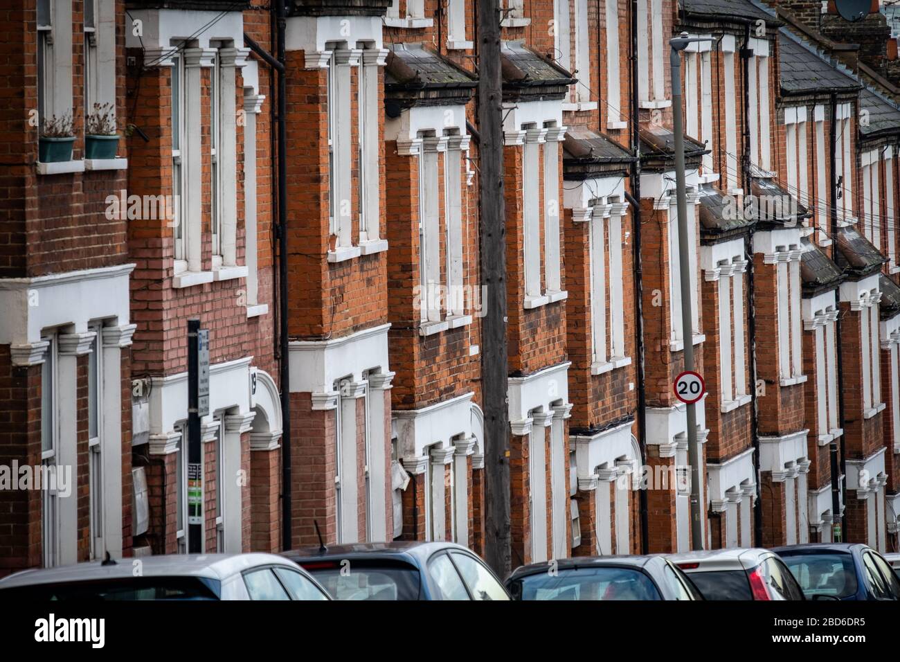 Street of typical terraced houses - London UK Stock Photo - Alamy