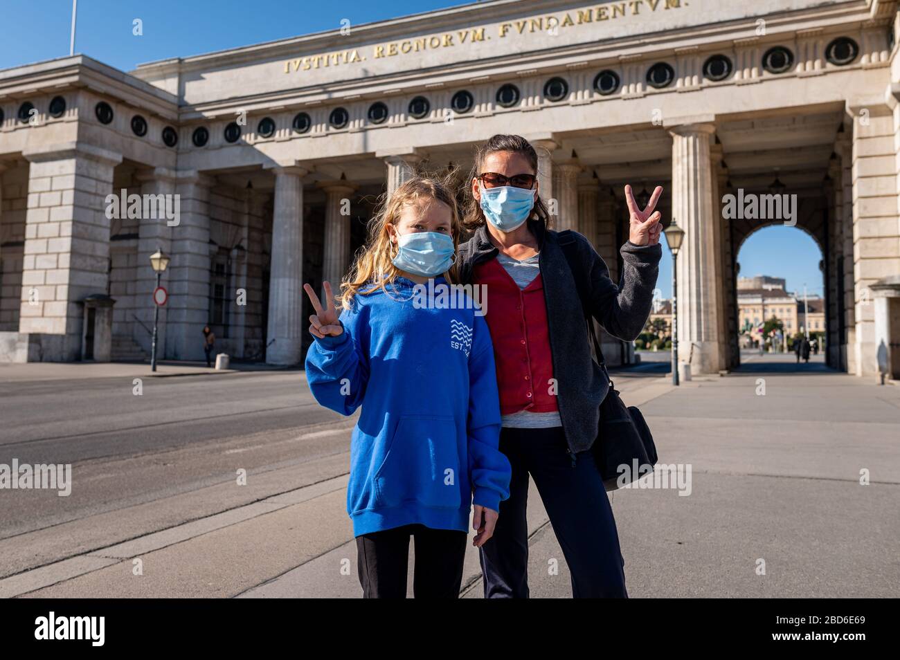Vienna, Austria - April 04, 2020: Woman and daughter wearing a mask on ...