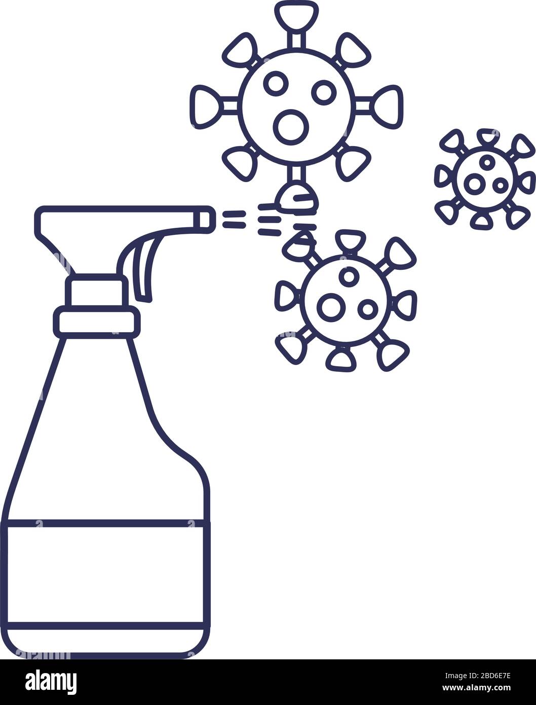 disinfectant bottle with spray, line style icon vector illustration ...