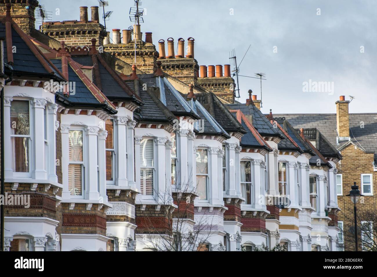 Street of typical terraced houses - London UK Stock Photo - Alamy