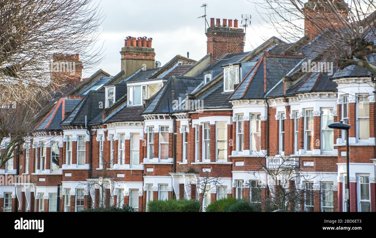 Street of typical terraced houses - London UK Stock Photo - Alamy