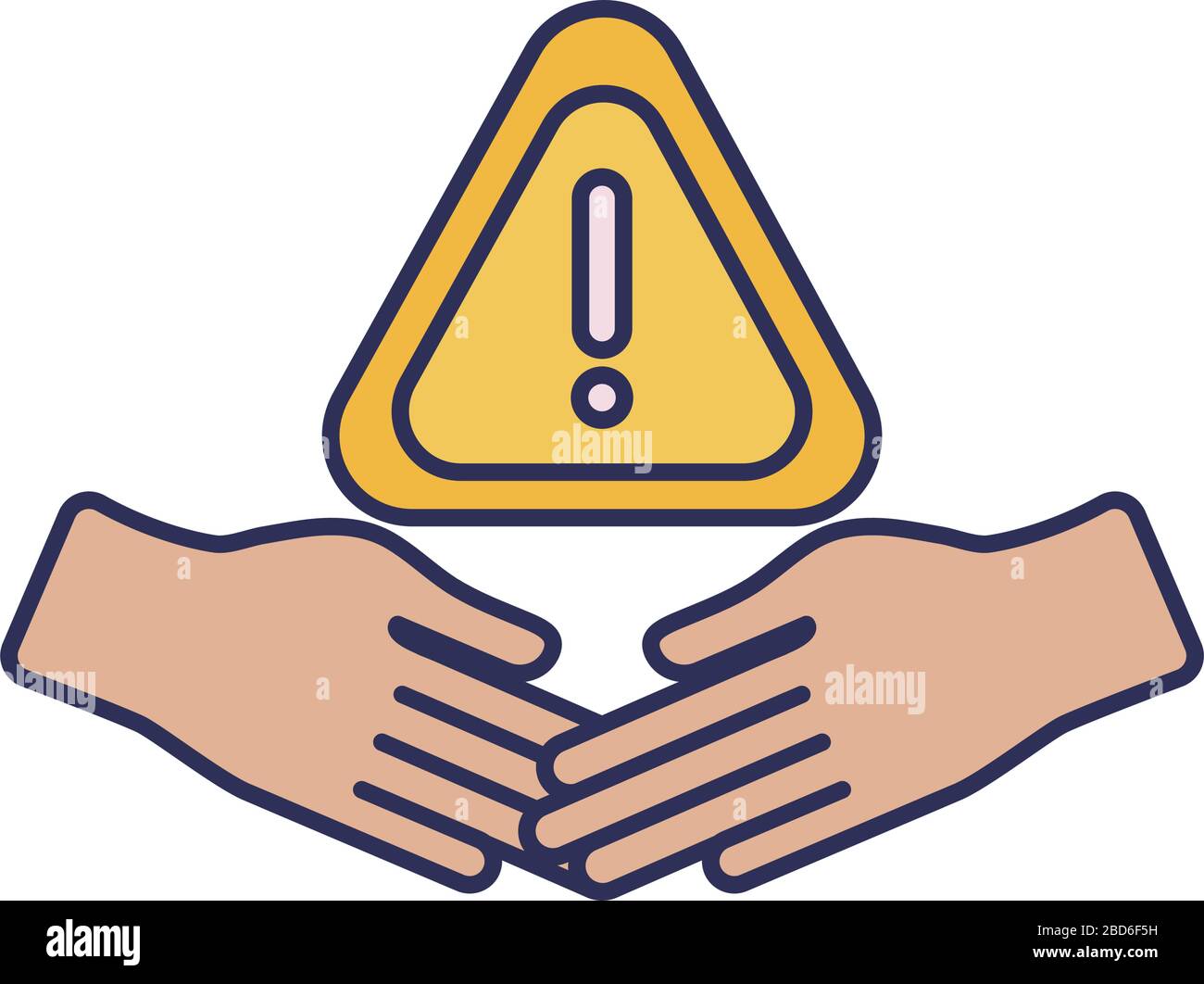 prohibited sign with hand and viruses, line and fill style icon vector ...