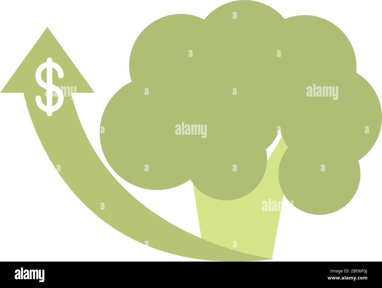 broccoli vegetable up arrow market, rising food prices, flat style icon ...