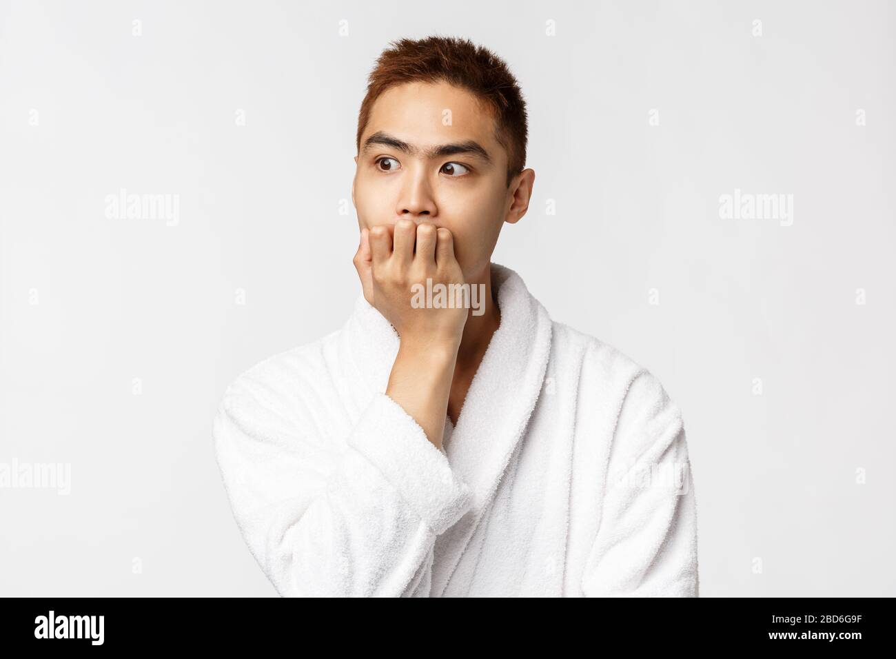 Beauty, spa and leisure concept. Portrait of shocked asian man ...