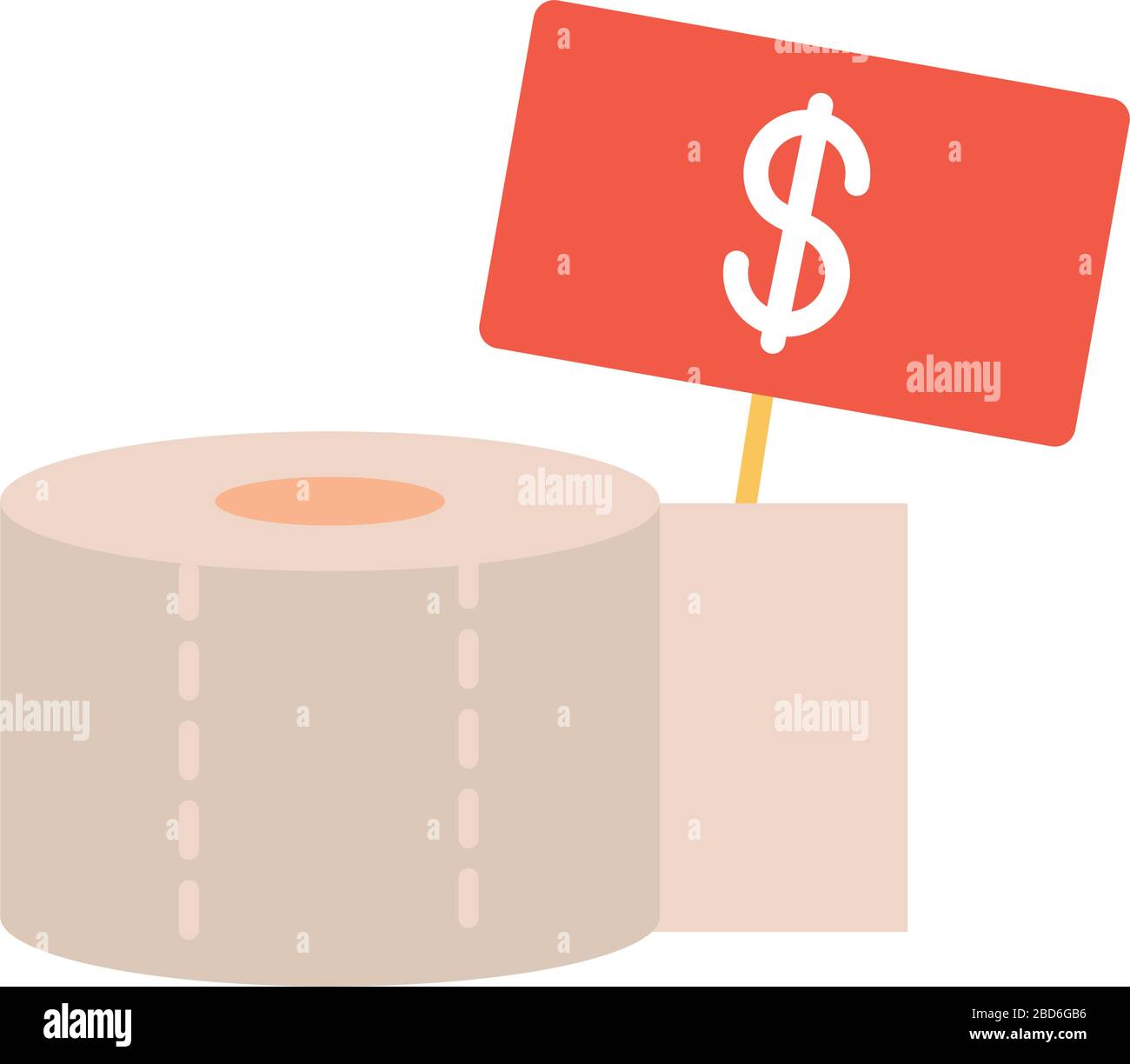 toilet paper tag market, rising food prices, flat style icon vector ...