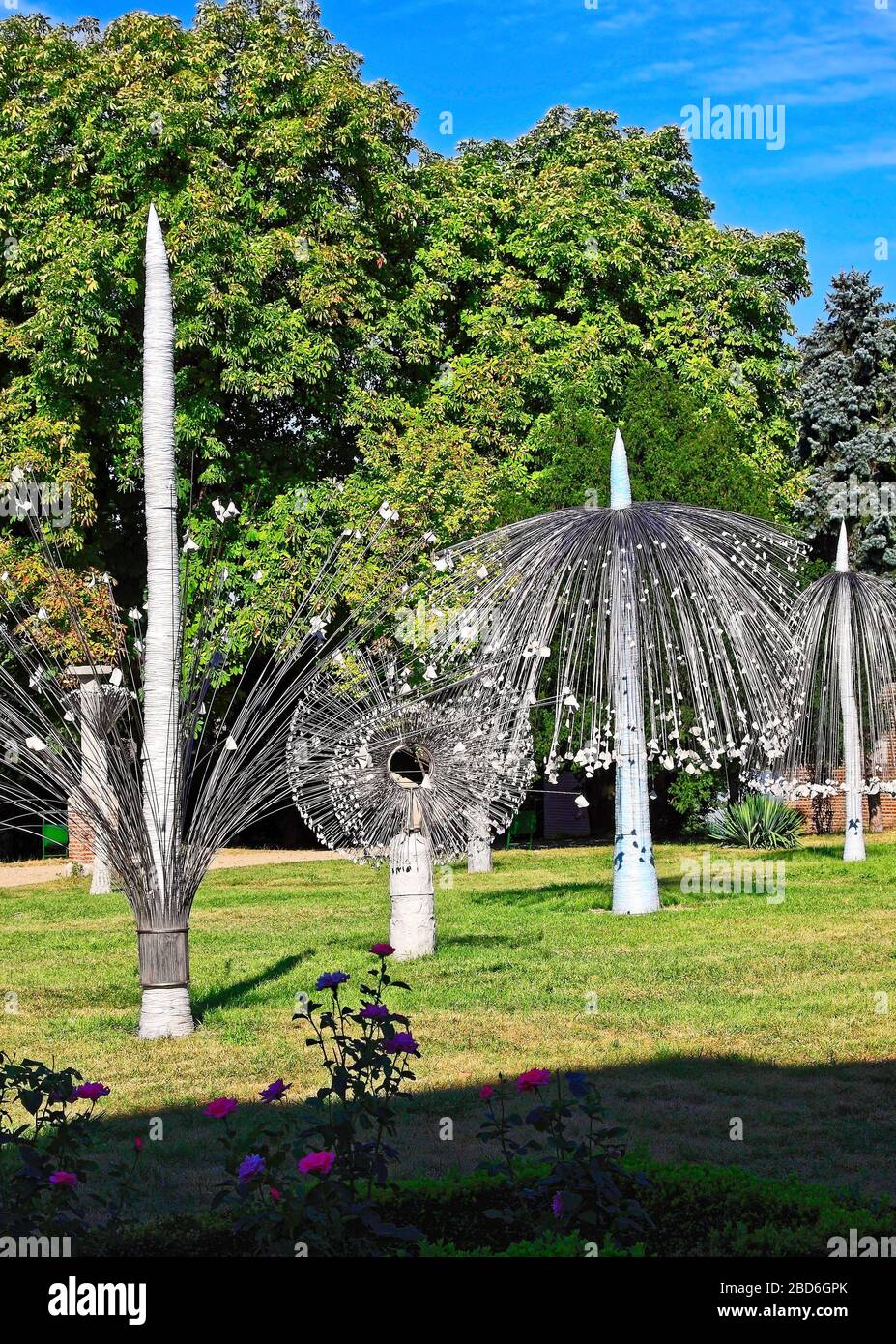Porcelain Forest; outdoor sculptures; shimmering; swaying in breeze ...