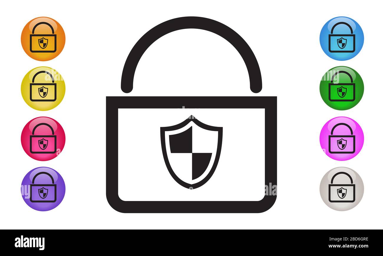 Security Shield Protection icon. Firewall, cyber security concepts ...