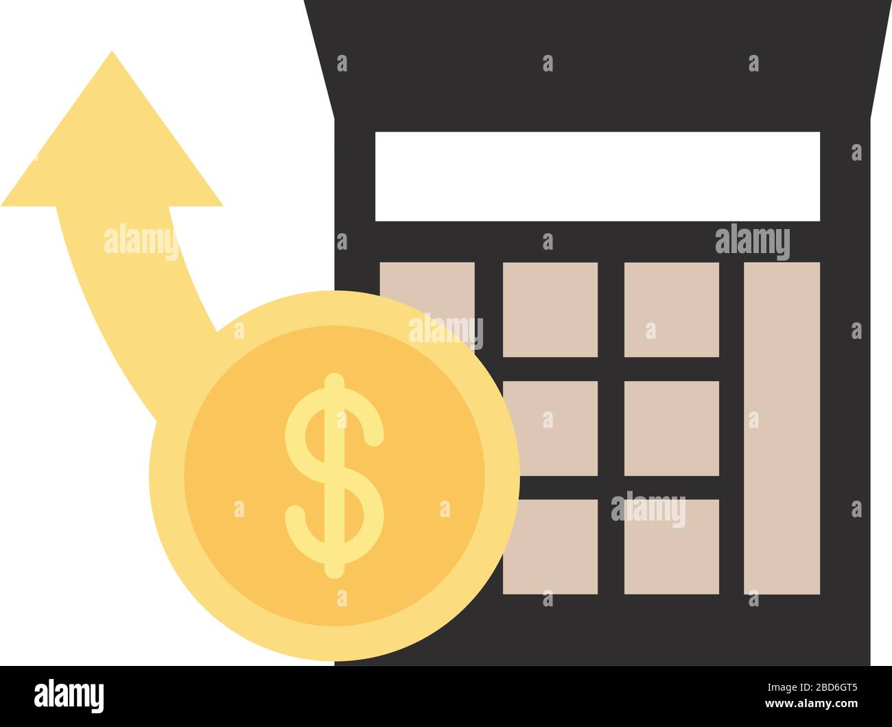 calculator money coin up arrow business, rising food prices, flat style ...