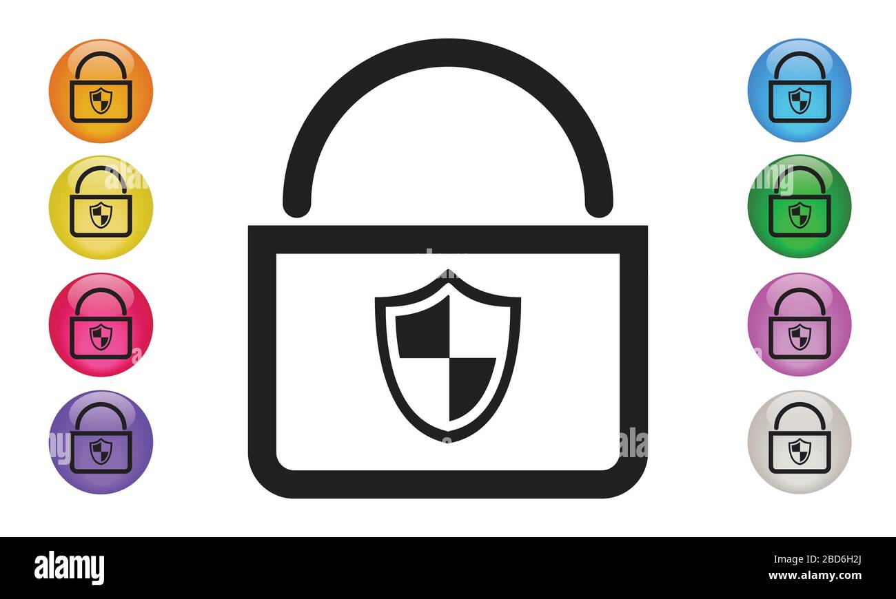 Lock Security Shield Protection Icon Firewall Cyber Security Concepts